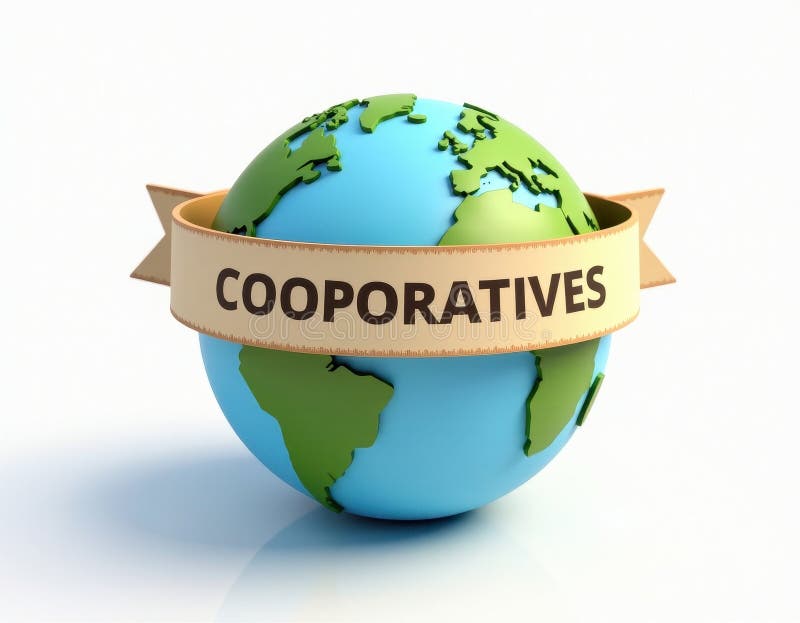 Global Cooperatives World Map with Cooperative Ribbon. Stock ...