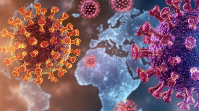 Global Coronavirus Outbreak Concept with Viral Particles and World Map ...