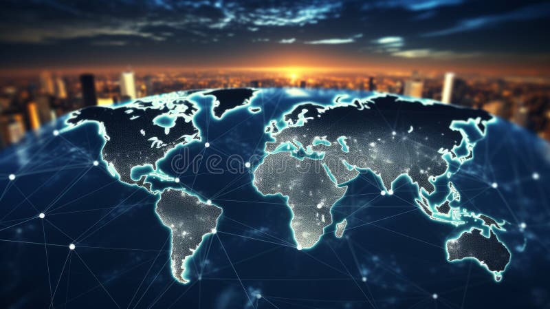 A Global Corporate Network Connecting Offices Across Continents Stock ...