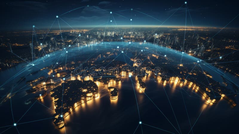 A Global Corporate Network Connecting Offices Around the World Stock ...