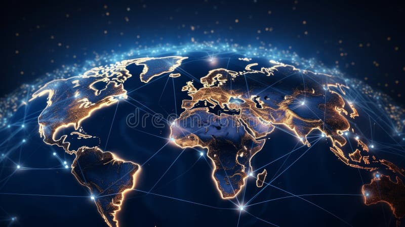 A Global Corporate Network Connecting Offices Around the World Stock ...