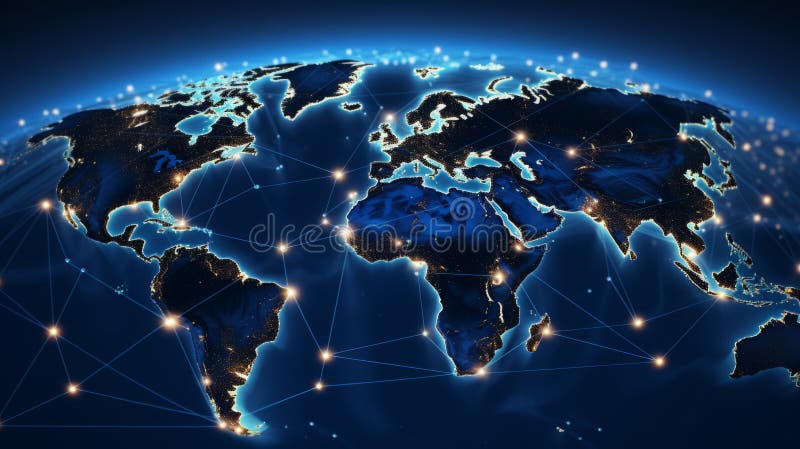 Global Corporate Network Connecting Offices Worldwide Stock ...