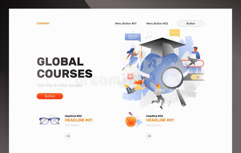 Global Courses Web Header Template Stock Vector - Illustration of earth ...