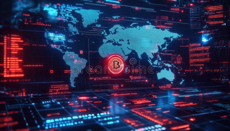 Global Bitcoin Network stock illustration. Illustration of information ...