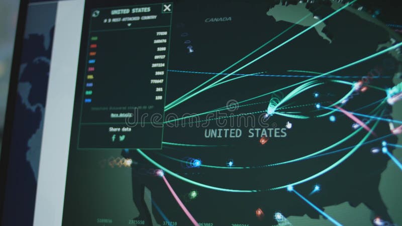 Global Cyber Attack Around the World with Planet Earth Viewed from ...