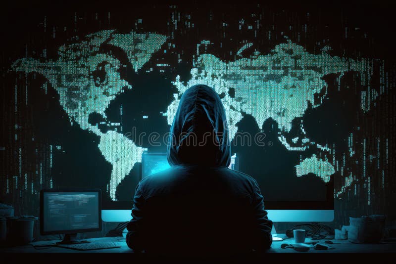 Global Cyber Attack Map. Generative AI Stock Image - Image of corridor ...