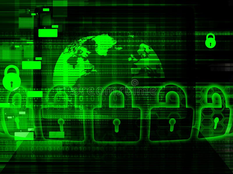 Global Cyber Security Concept Stock Illustration - Illustration of lock ...