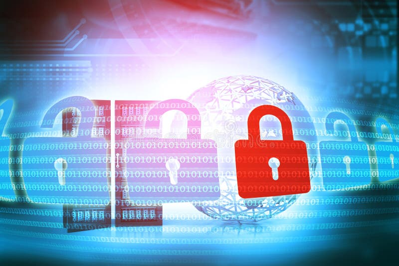 Global Cyber Security Concept Stock Illustration - Illustration of lock ...