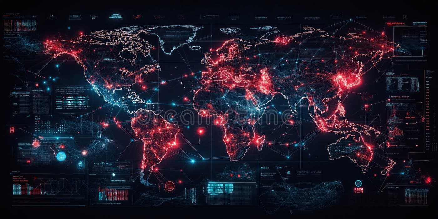 Cyber Security Red World Map Stock Illustrations – 618 Cyber Security ...