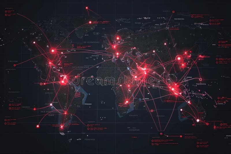 Global Cybersecurity Threats and Network Connections Stock Illustration ...