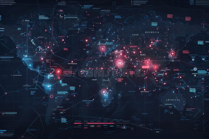 Global Cybersecurity Threats and Network Connections Stock Illustration ...