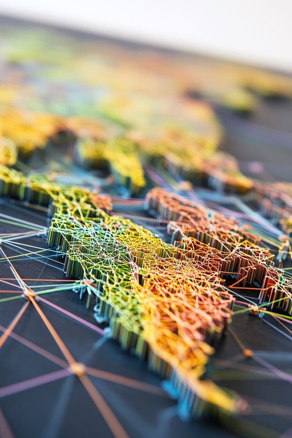 A Global 3D Map with Dynamic Data Visualization of International GIS Networks. Stock ...