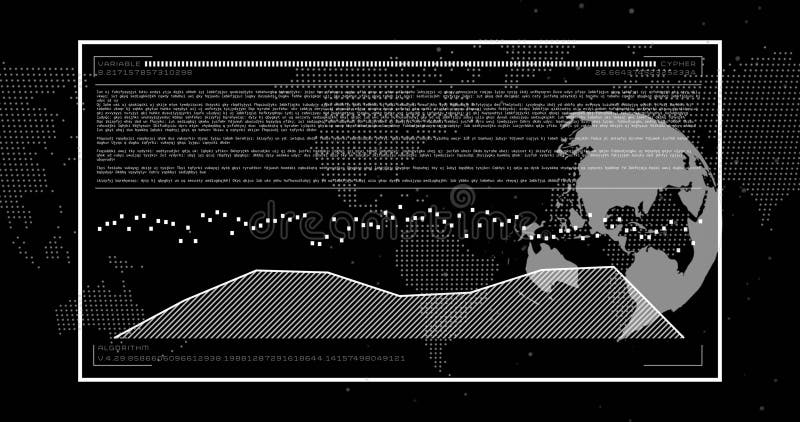 Global Data Analysis And Encryption Image Over World Map And Binary Code Stock Illustration