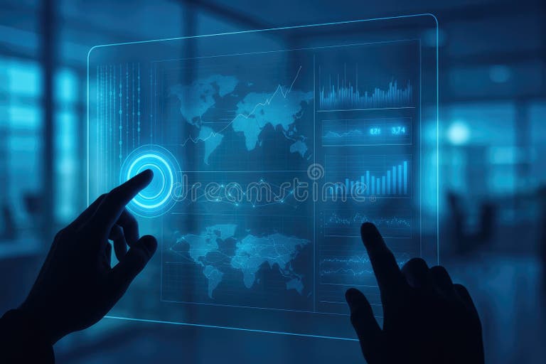 Global Data Analysis Interactive Futuristic Interface Stock Illustration - Illustration of ...