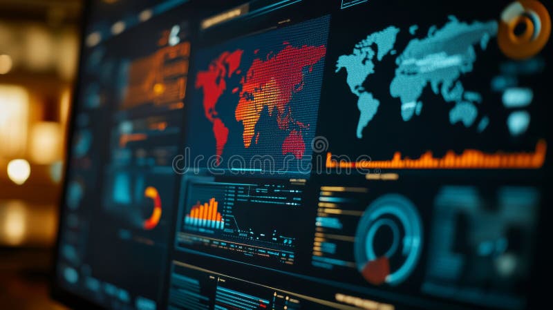 Global Data Analysis Monitor Screen Showing Statistics Maps Stock Photos - Free & Royalty-Free ...