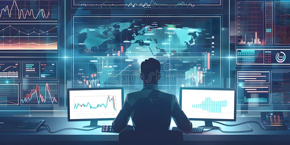 Global Data Analyst Monitors Complex Financial Markets, Analyzing Real ...
