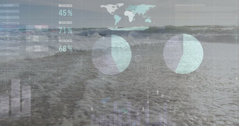 Global Data Analytics Animation Over Digital Earth with Charts and ...