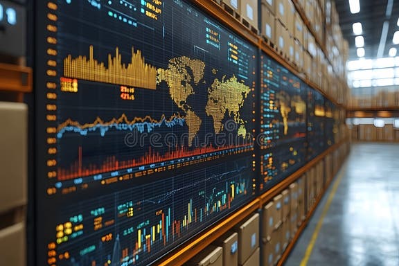 Global Data Analytics and Logistics in Modern Warehouse Environment Generative AI Stock ...