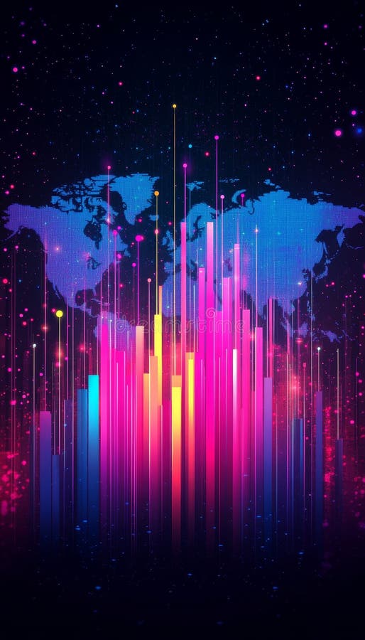 Global Data, Blue World Map, Glowing Lines, Modern Technology, Digital ...