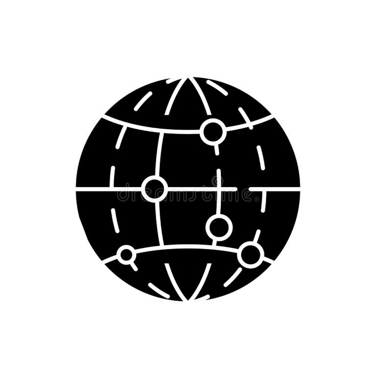 Global Data Encryption Black Icon, Vector Sign on Isolated Background ...