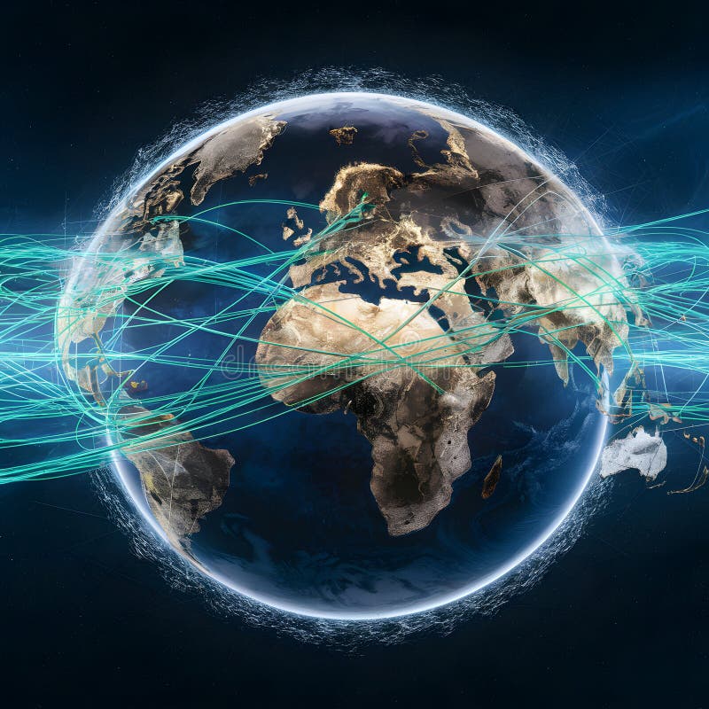 Global Data Exchange 3D Rendering Depicts Network Over Planet Earth ...