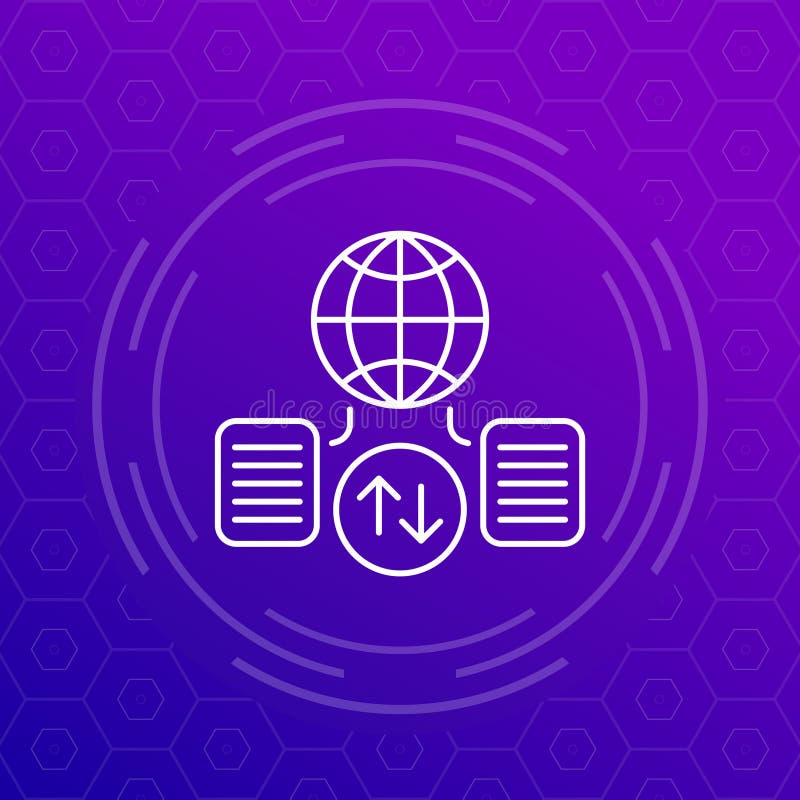 Global Data Exchange Line Icon, Vector Stock Vector - Illustration of ...