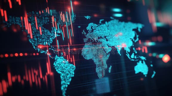 Global Data Flow, a Digital World Map Stock Photo - Image of ...