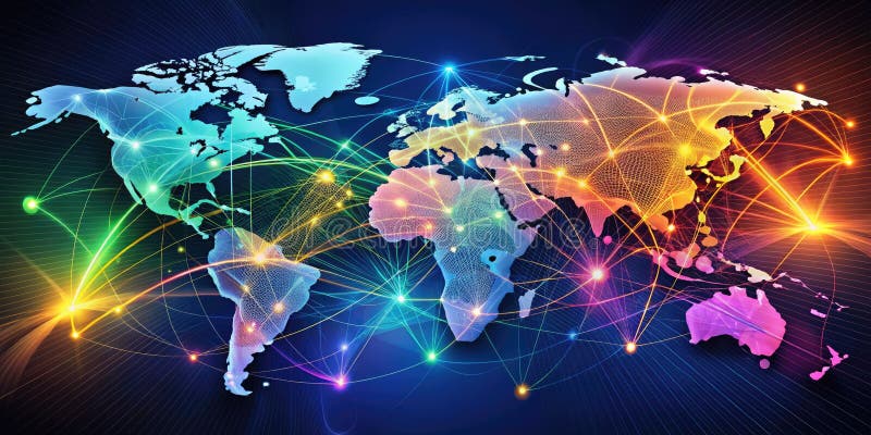 Global Data Flow a Seamless Digital Network Connects Continents Driving ...