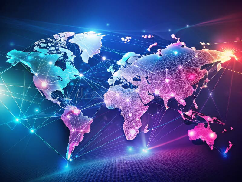 Global Data Flow Visualization Minimalist World Map on a Dynamic ...