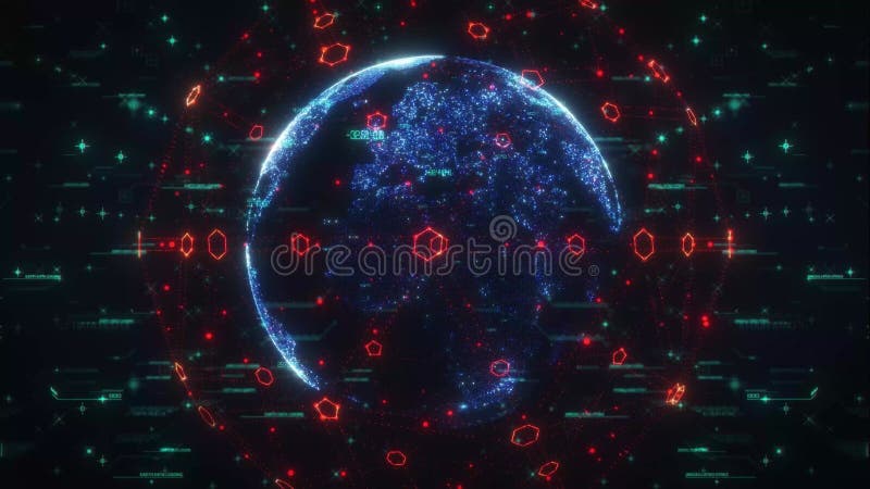 Global Data Interaction Planet Stock Video - Video of digital ...