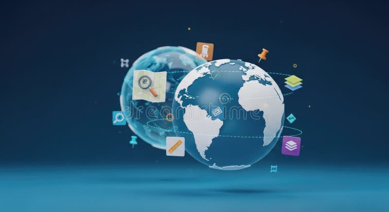 Global Data Mapping. Digital World Analysis. Geographic System Layers ...