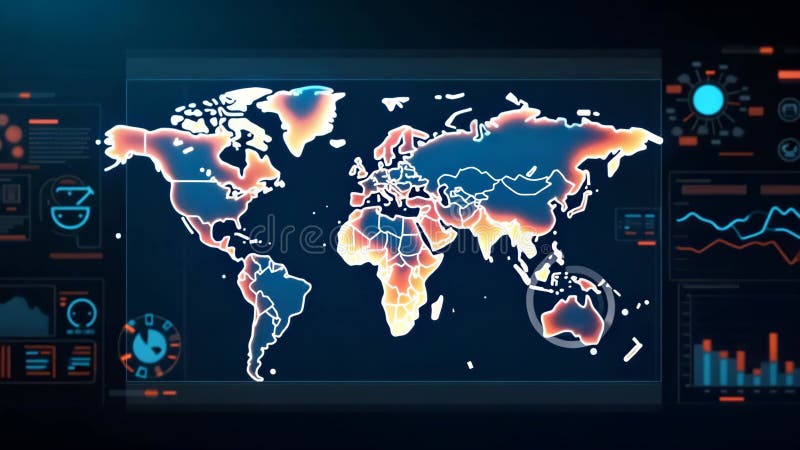 Global Data Network Animation. Animated World Map with Data ...