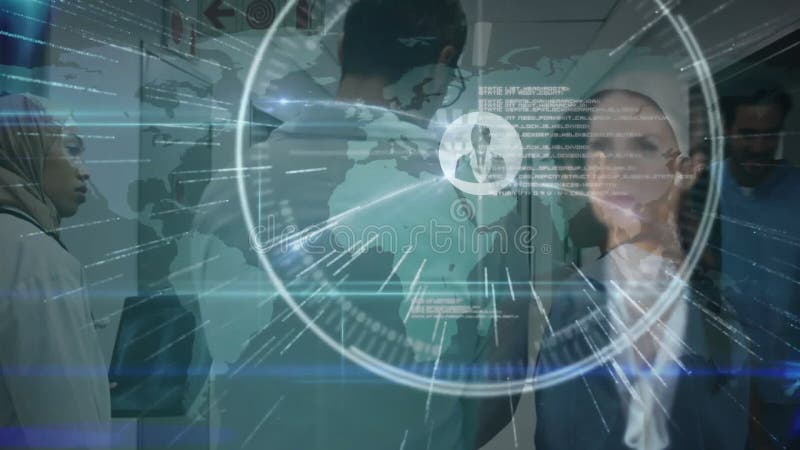 Global Data Network Animation Over Diverse Professionals Collaborating ...