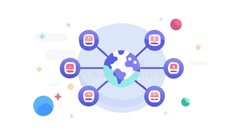 Global Data Network: Interconnected Digital World, Vector Design Generative AI Stock Vector ...