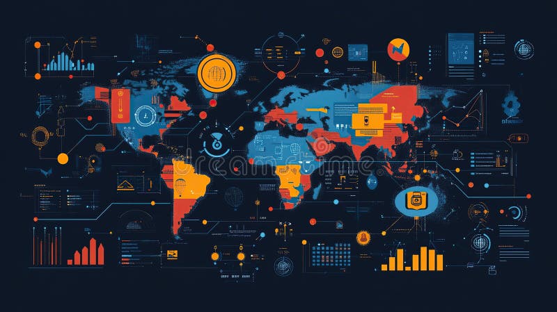 Global Data Network Map, Digital World, Analytics, Infographic ...