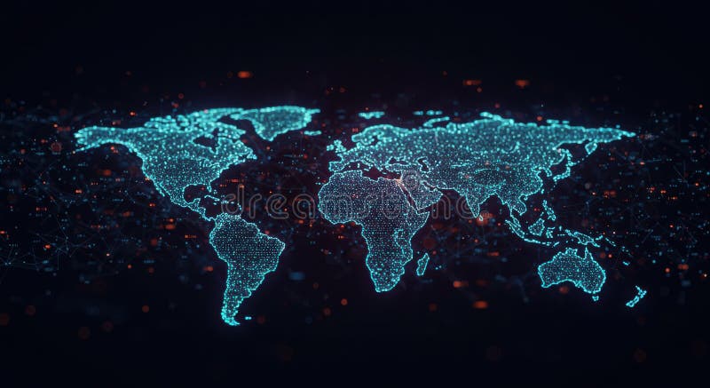 Global Data Network - a Map of the Digital World Stock Illustration ...