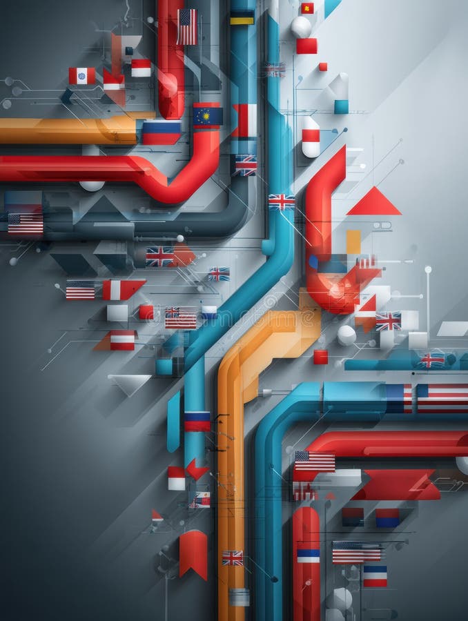 Flags Representing Countries at an International Conference on ...