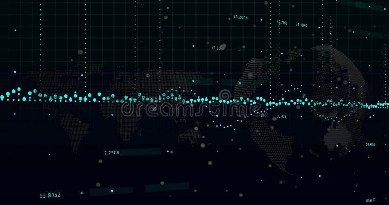Global Data Points and Numerical Values Image Over World Map Background Stock Illustration ...