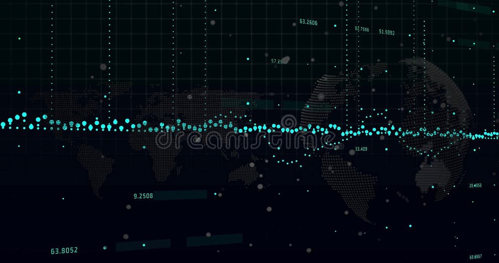 Global Data Points and Numerical Values Image Over World Map Background Stock Illustration ...
