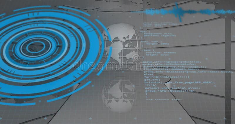 Global Data Processing Animation Over World Map and Coding Interface Stock Video - Video of ...