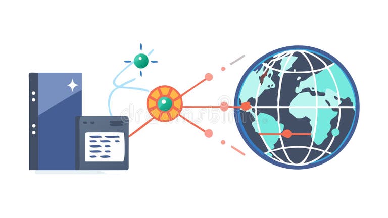 Global Data Processing, Worldwide Information Flow, Vector Design Generative AI Stock Vector ...