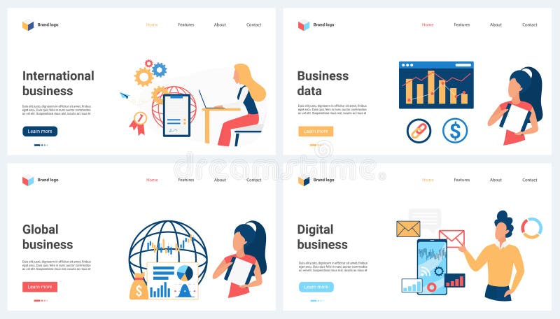 Global Data Research and Communication, Digital Business Development Set and Tiny People Stock ...