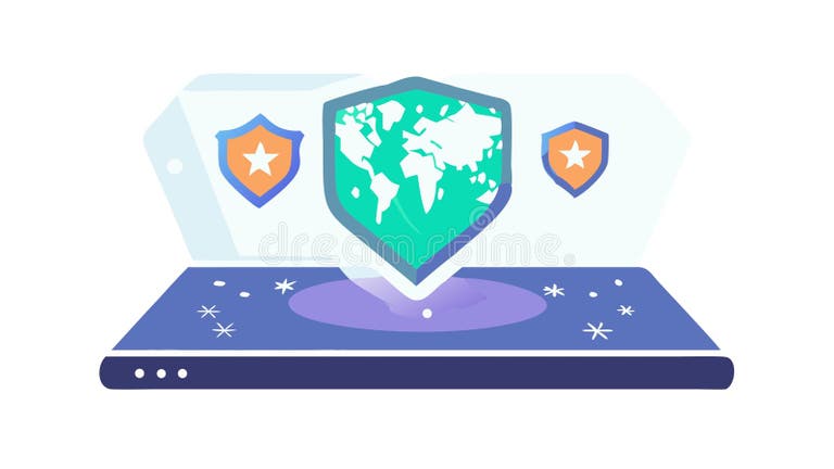Global Data Security, Worldwide Cyber Protection, Secure Network, Flat Design, Vector Design ...