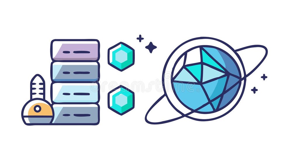 Global Data Server Planet Vector Illustration, Vector Design Generative ...