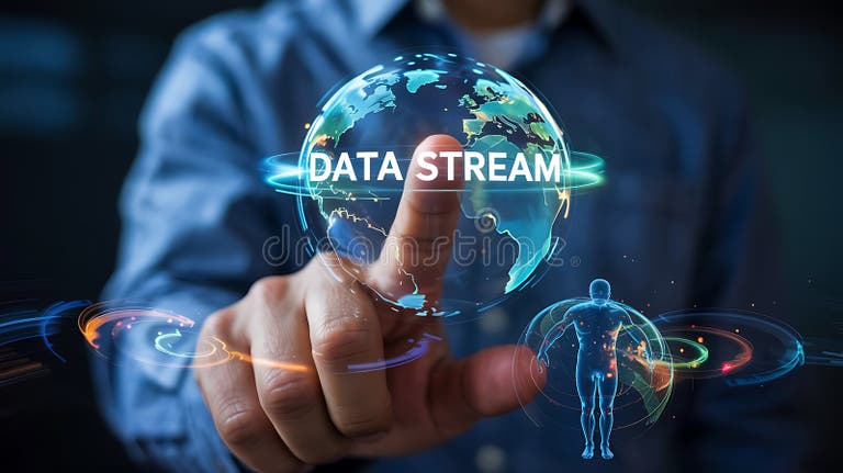 Global Data Stream: Technology and Big Data Concept Stock Illustration ...