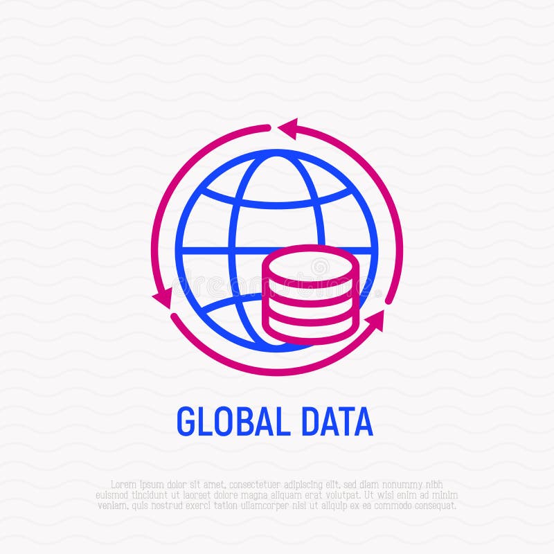 Global Data Thin Line Icon. Vector Illustration. Stock Vector ...