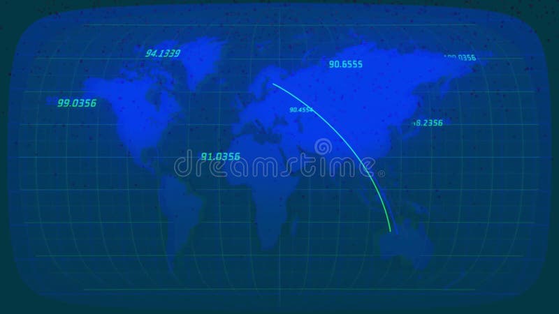 Global Data Transfer Animation Over World Map with Coordinates Stock ...