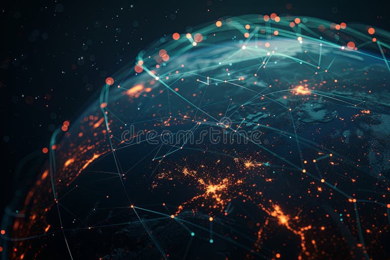 Global Data Transfer and Network Telecommunication Concept with Earth ...