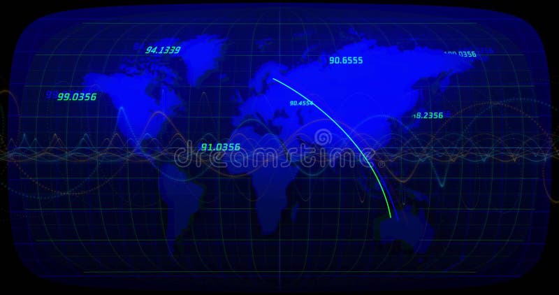 Global Data Transmission Animation Over World Map with Numerical ...