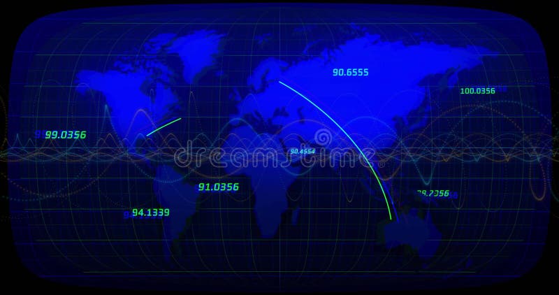 Global Data Transmission Image Over World Map with Numerical ...